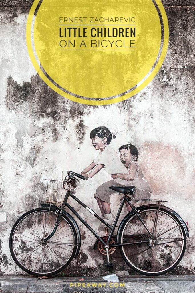 Little Children on a Bicycle Mural by Ernest Zacharevic - Pipeaway